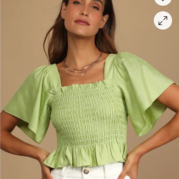Lulus | Tops | Lulus Sunshine Smocked Flutter Sleeve Top | Poshmark